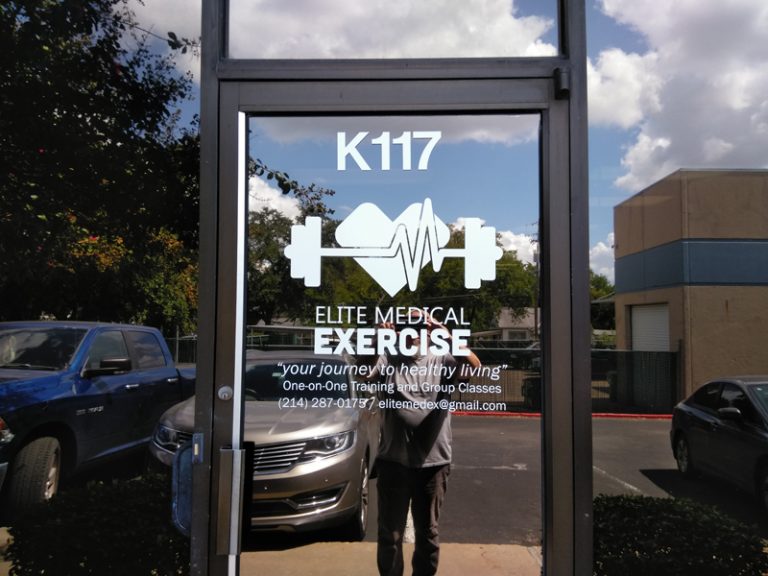 4. White Cut Vinyl Door Graphics - Signs Austin